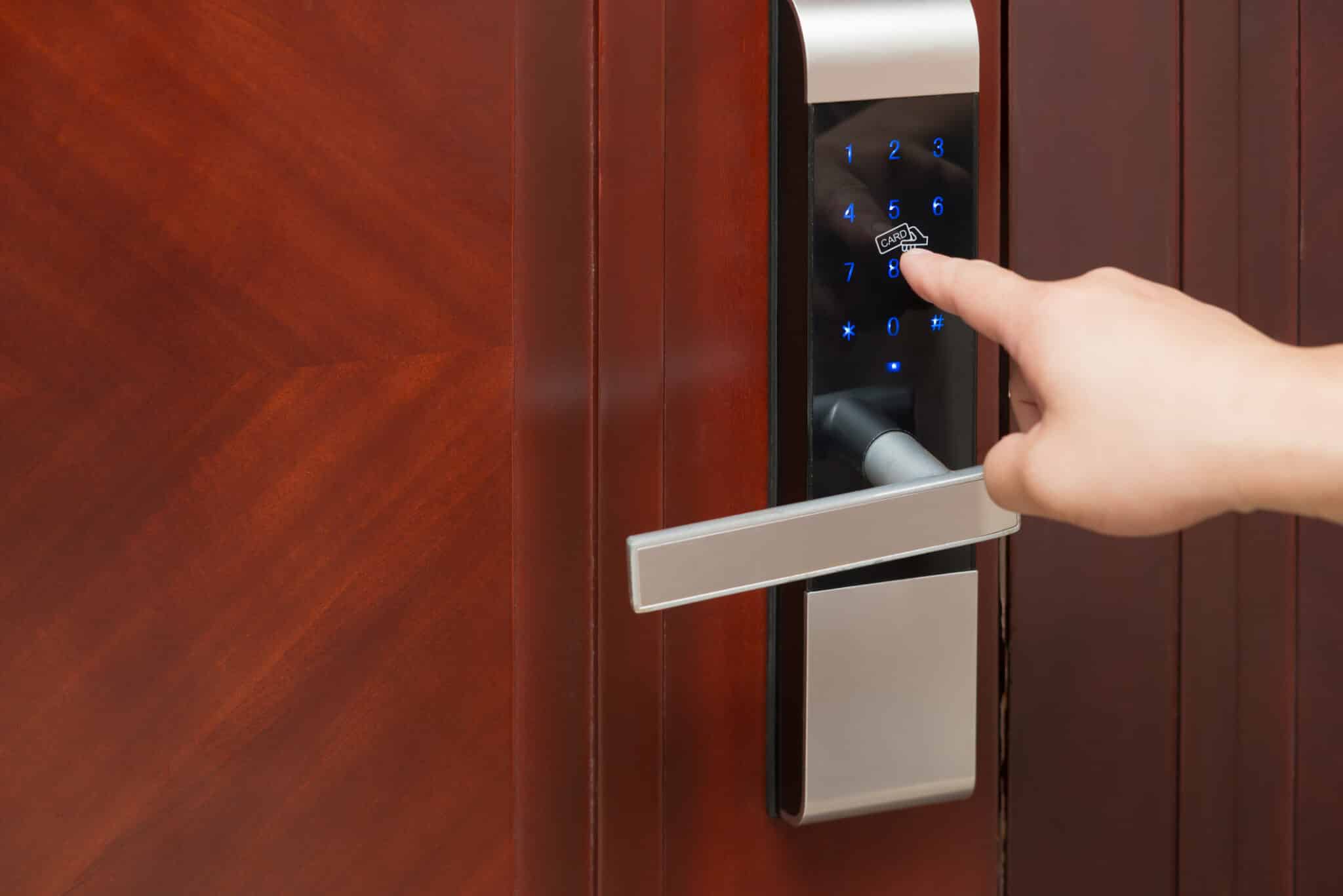 inputing passwords on an electronic door lock - Energy Window Solutions ...